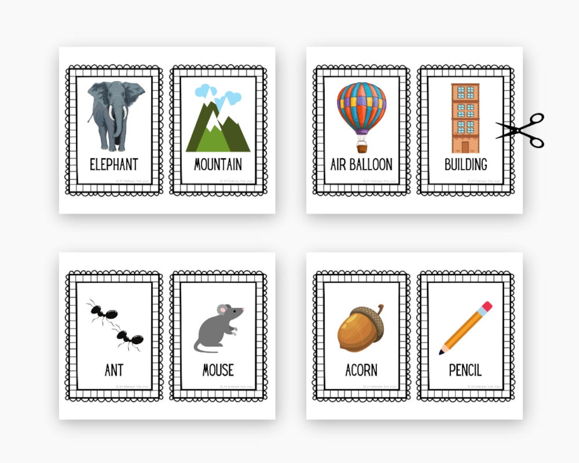 Printable Big Vs. Small Flash Cards - Etsy Canada