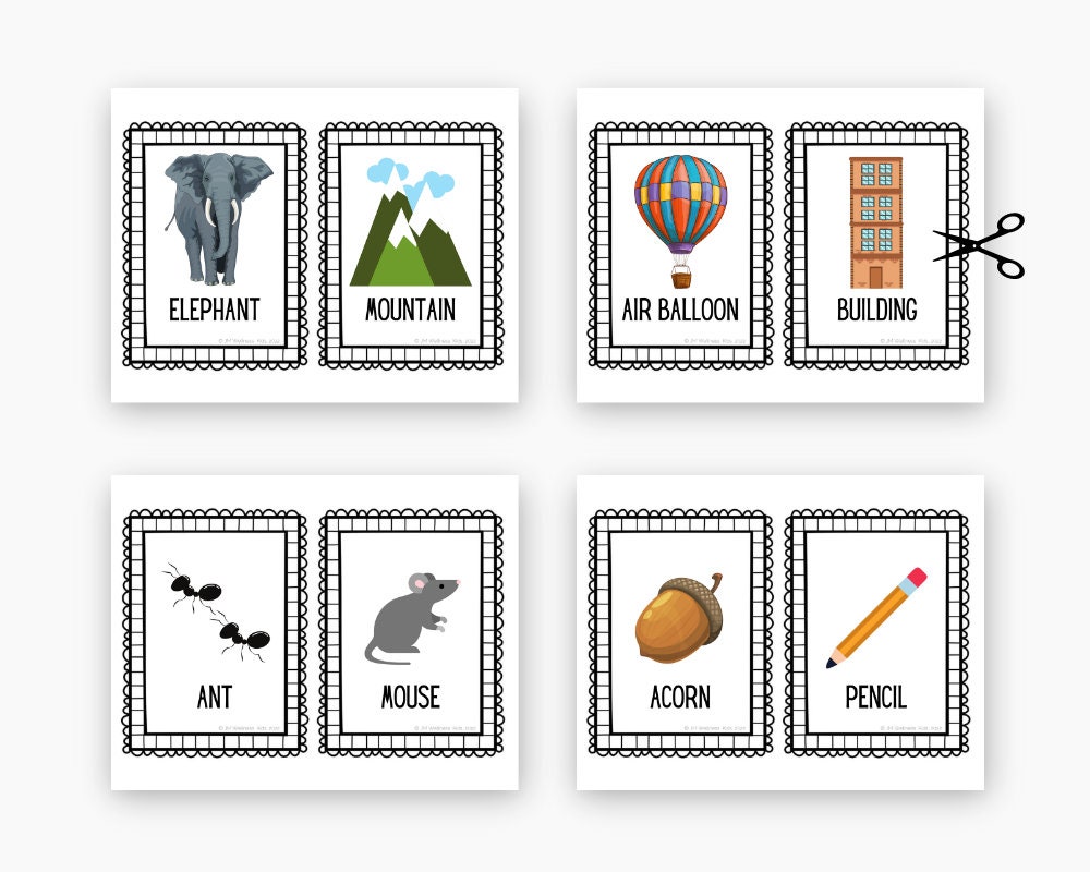 Printable Big Vs. Small Flash Cards - Etsy Canada