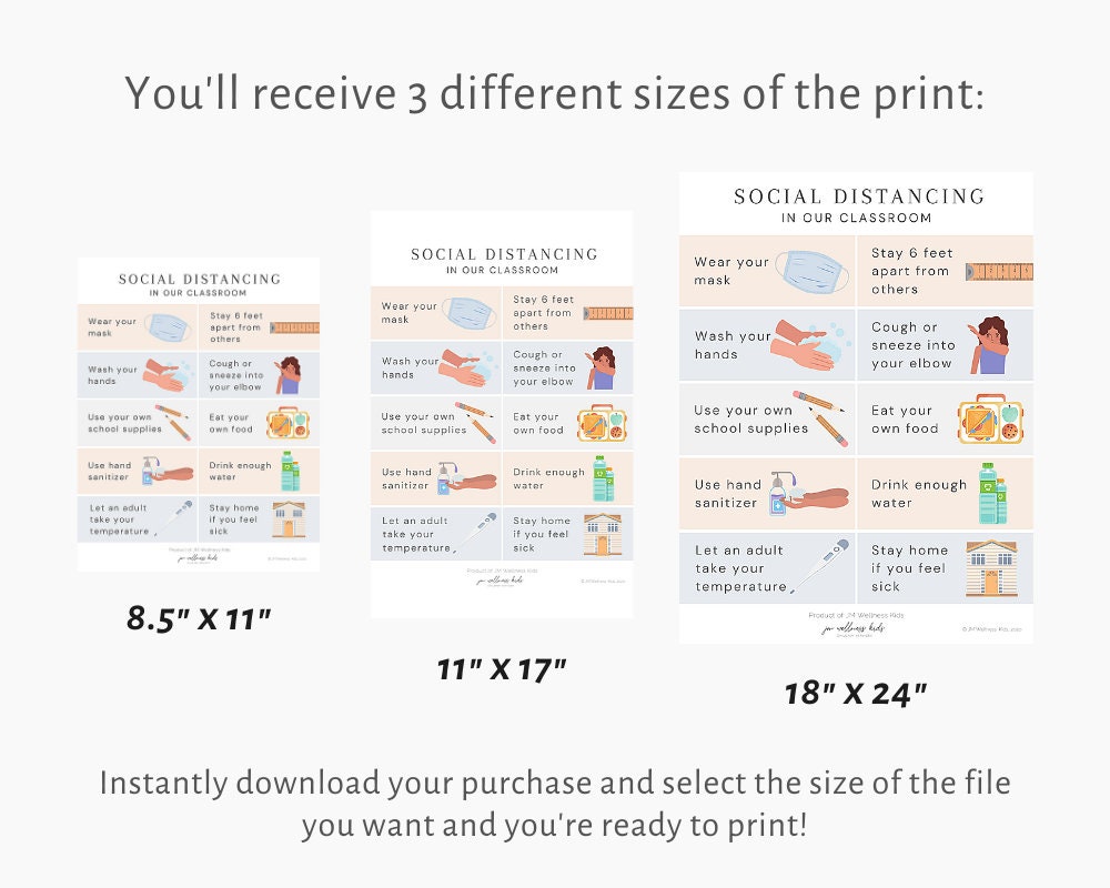 Printable Social Distancing Classroom Reminders peach - Etsy