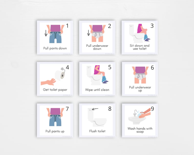 Printable Bathroom Routine and Toilet/potty Training Flash Cards - Etsy