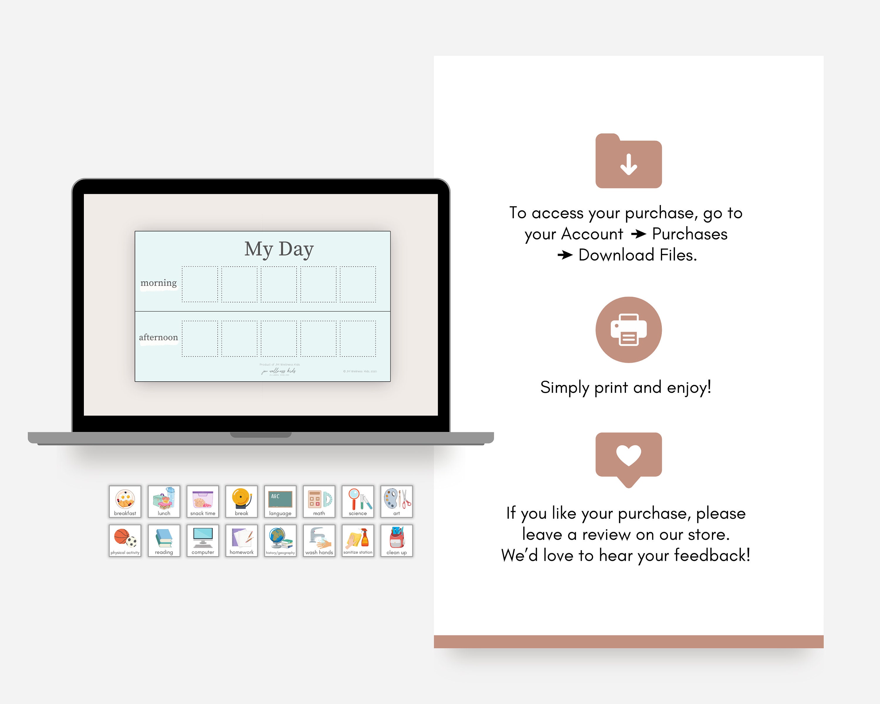 Printable School Day Visual Schedule for Kids (mint) - Etsy