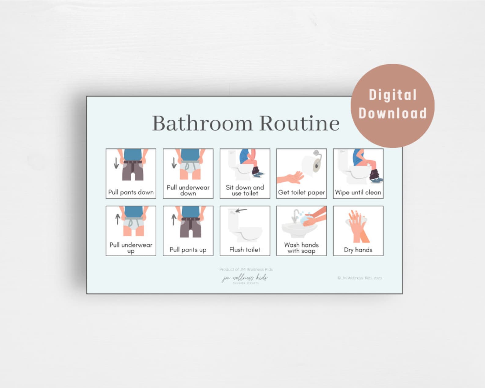 Printable Bathroom Routine and Toilet/potty Training Visual (mint) - Etsy