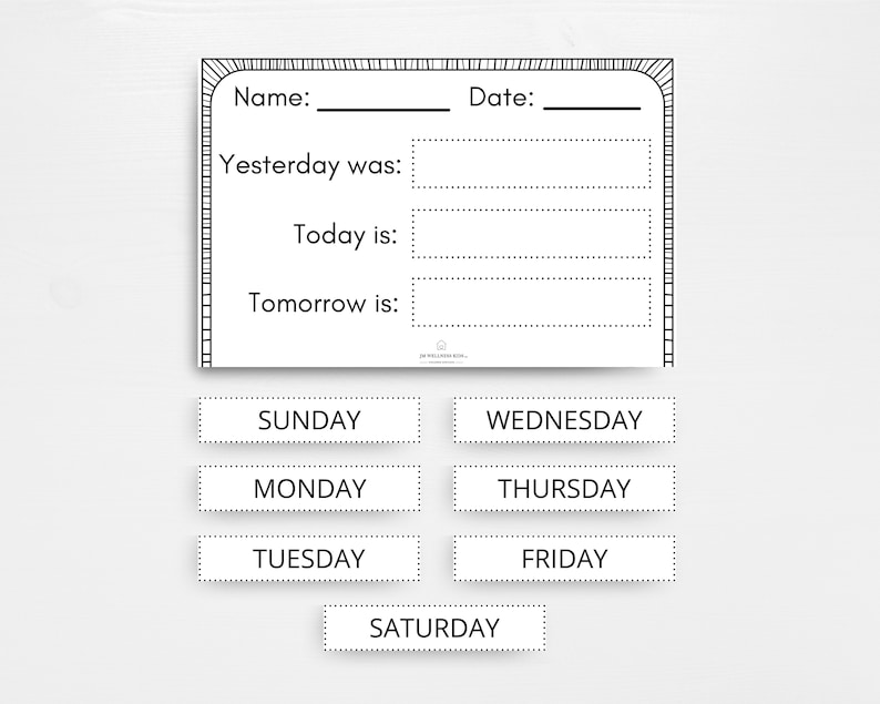 Days of the Week Printable Worksheet - Etsy