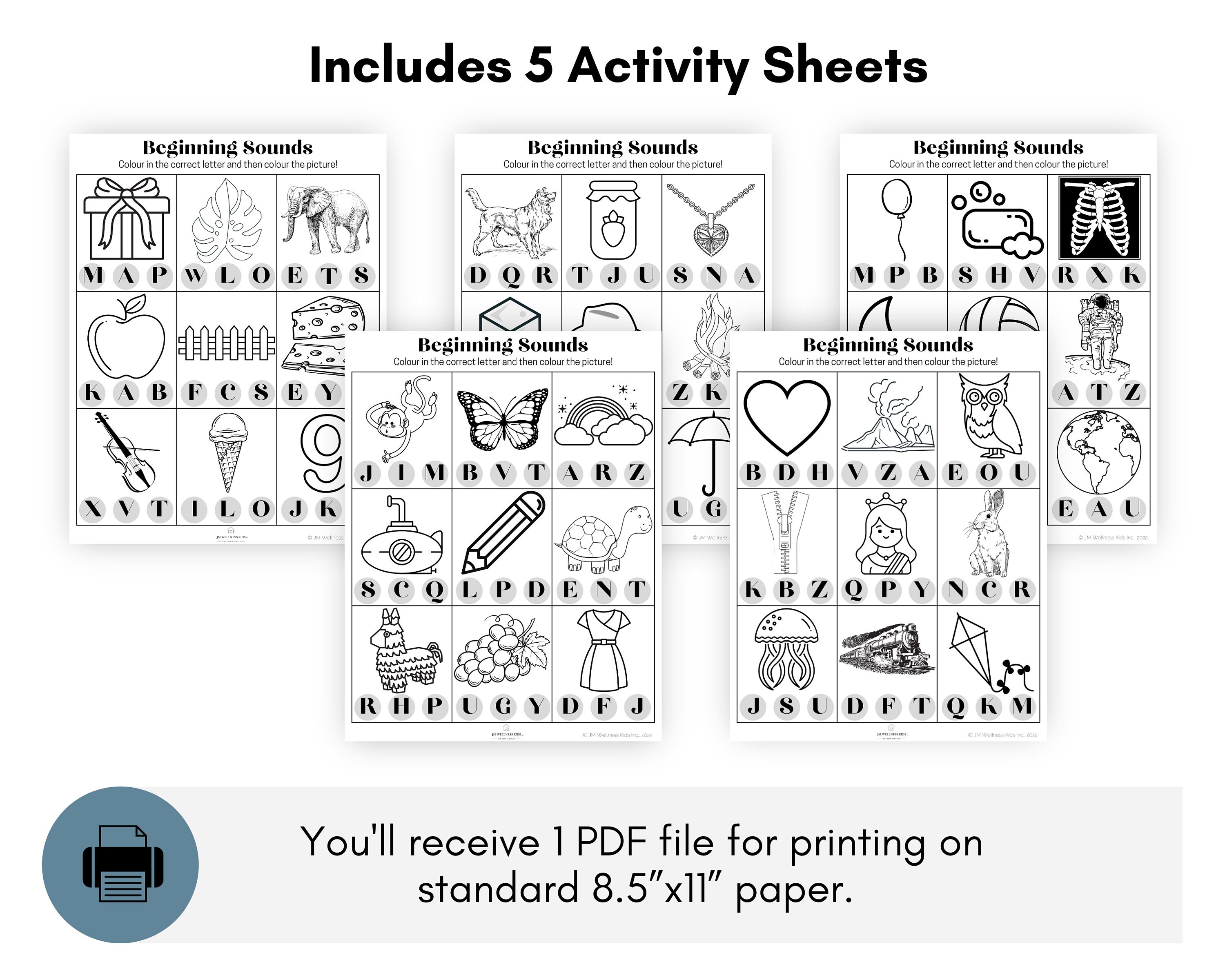 Beginning Sounds Printable Worksheets - Etsy