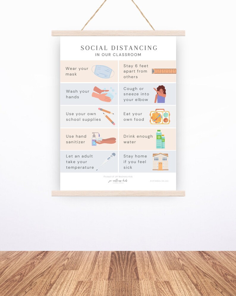 Printable Social Distancing Classroom Reminders (peach) - Etsy