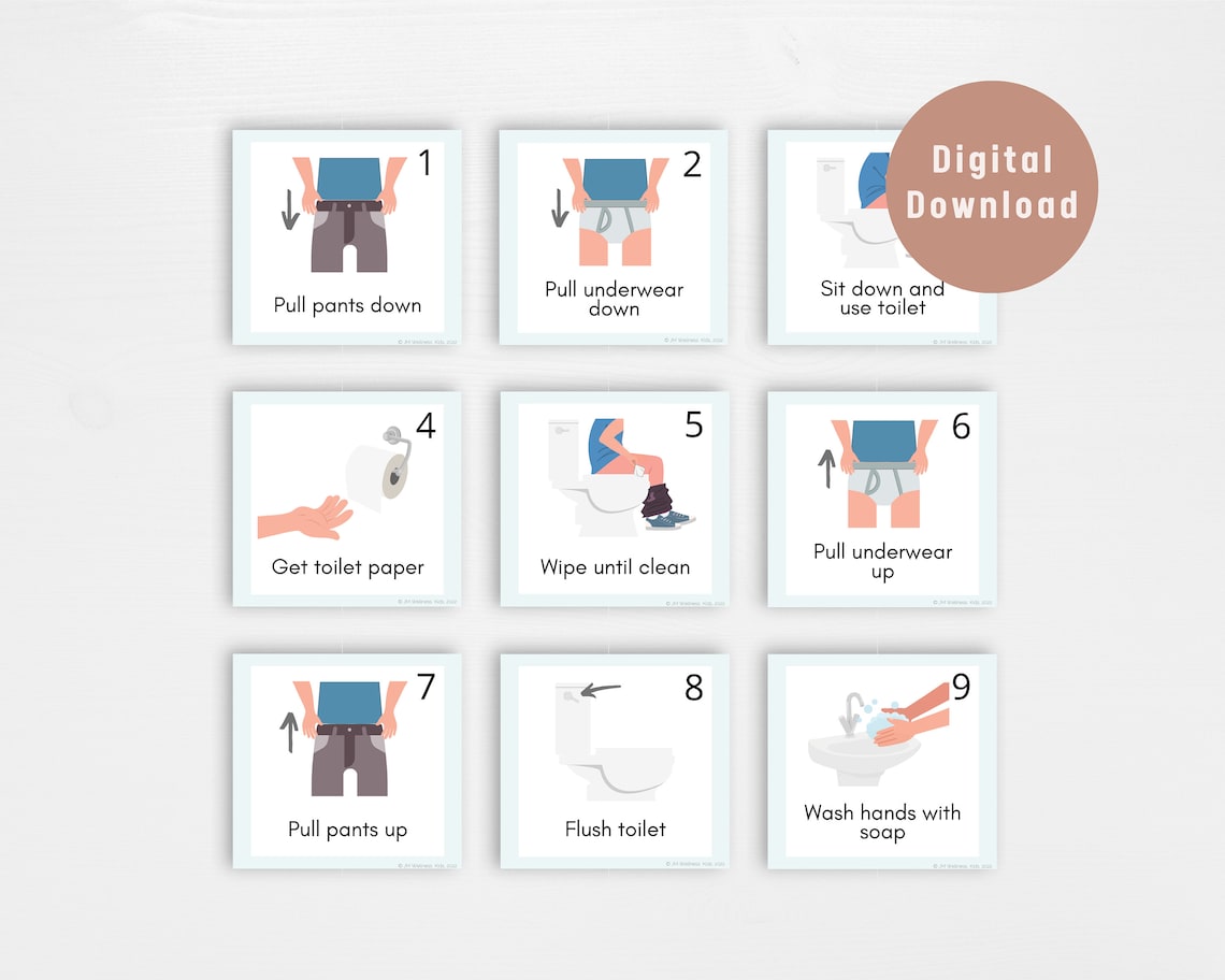 Printable Bathroom Routine and Toilet/potty Training Flash Cards - Etsy