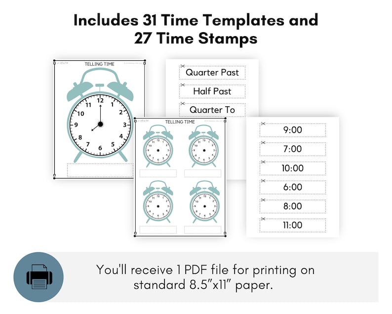 Telling Time Printable Worksheets - Etsy