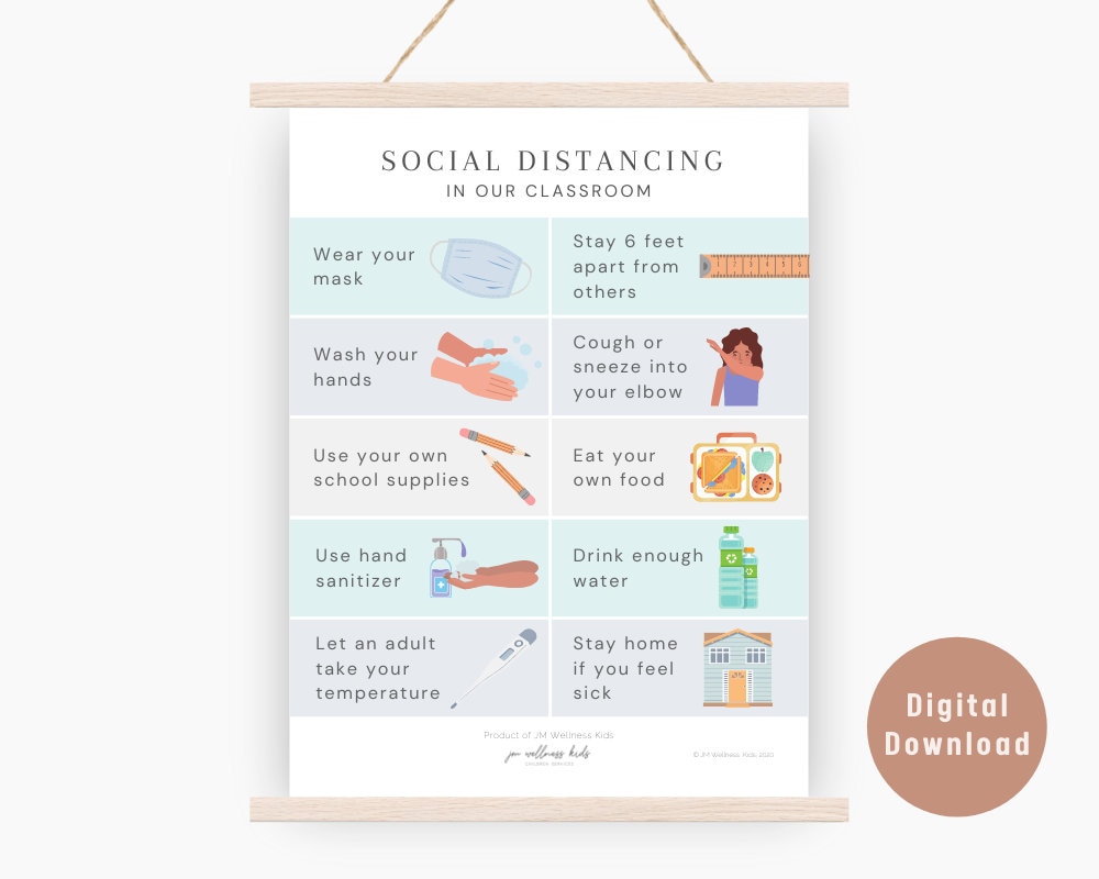 Printable Social Distancing Classroom Reminders mint - Etsy
