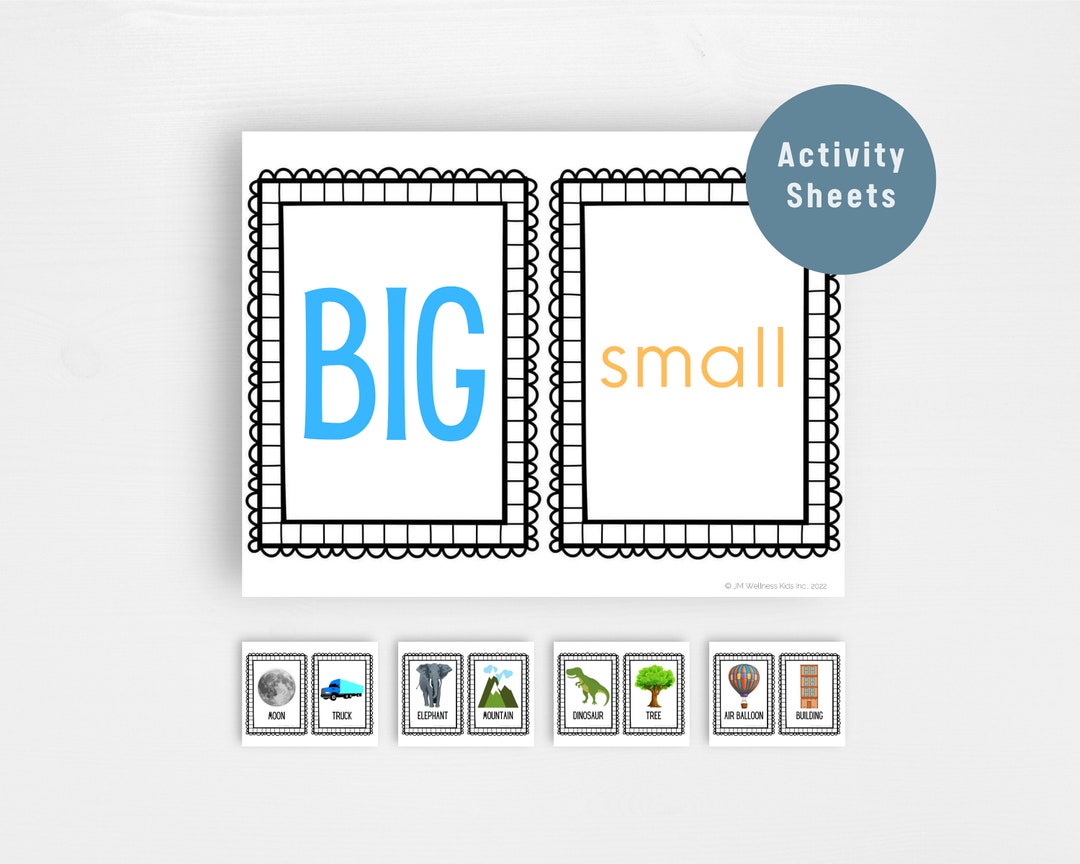 Printable Big Vs. Small Flash Cards - Etsy Canada