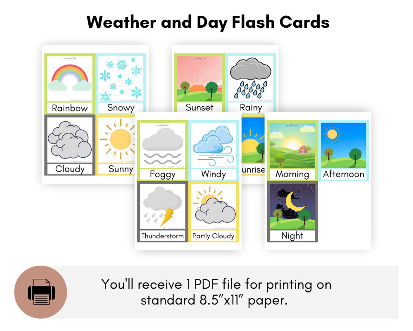 Printable Weather and Time of Day Flash Cards | Etsy