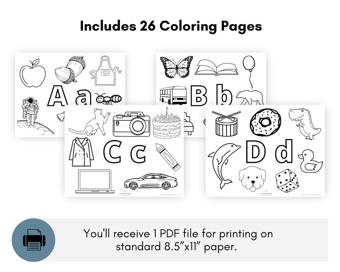 Printable Alphabet Coloring Pages - Etsy
