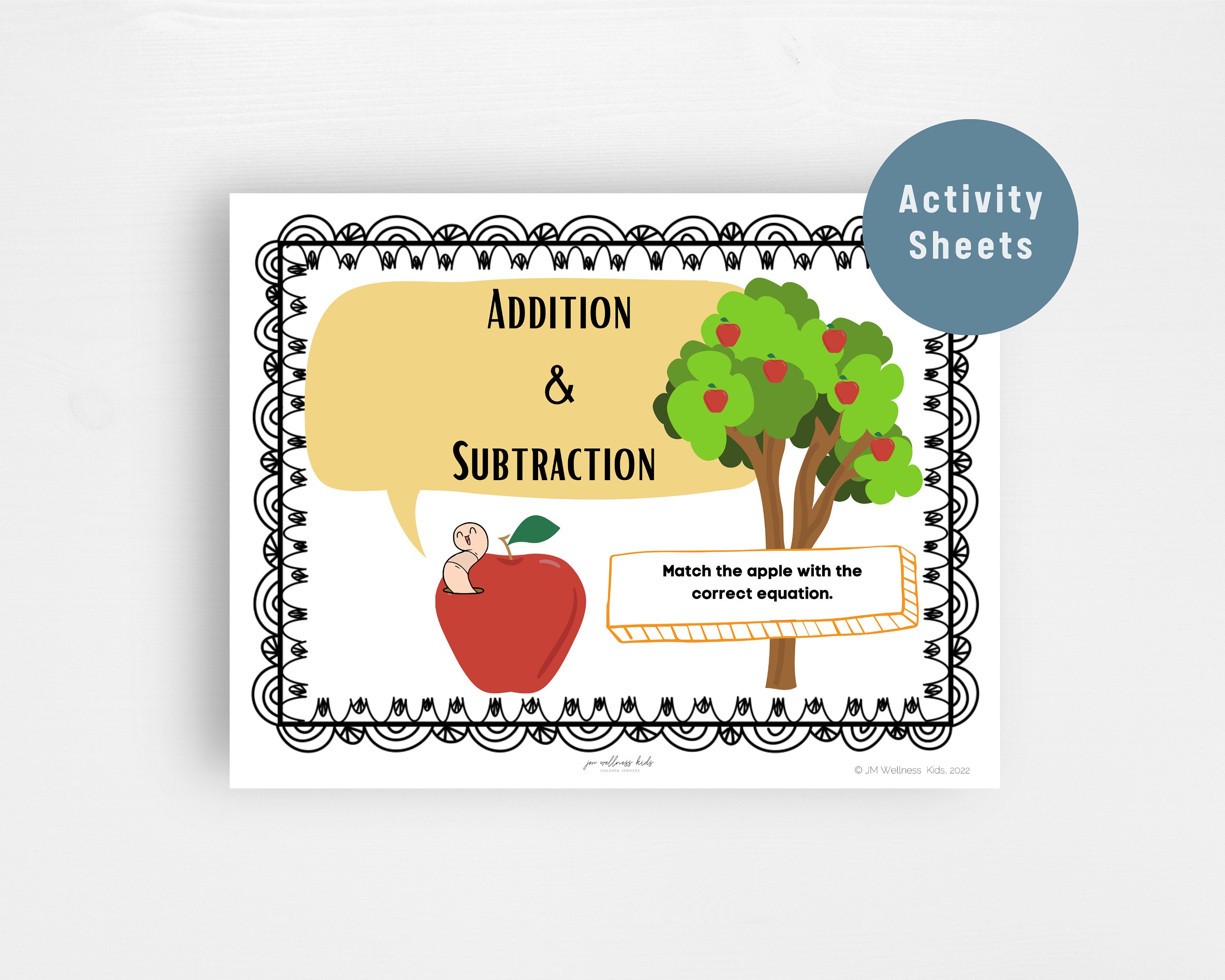 Apple Math Addition and Subtraction Equations Worksheets - Etsy