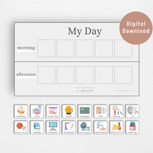Printable School Day Visual Schedule for Kids (grey) - Etsy