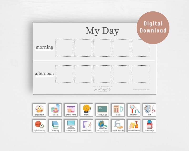 Printable School Day Visual Schedule for Kids (grey) - Etsy
