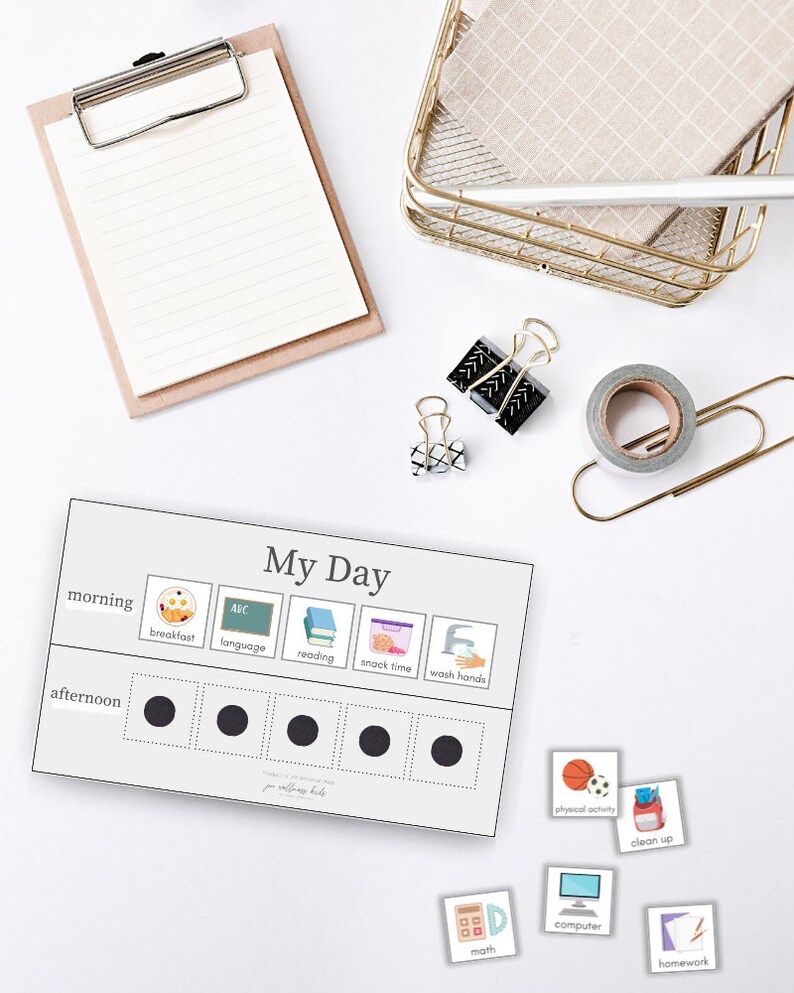 Printable School Day Visual Schedule for Kids grey - Etsy