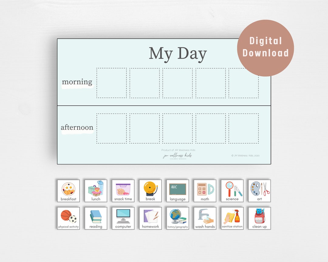 Printable School Day Visual Schedule for Kids (mint) - Etsy