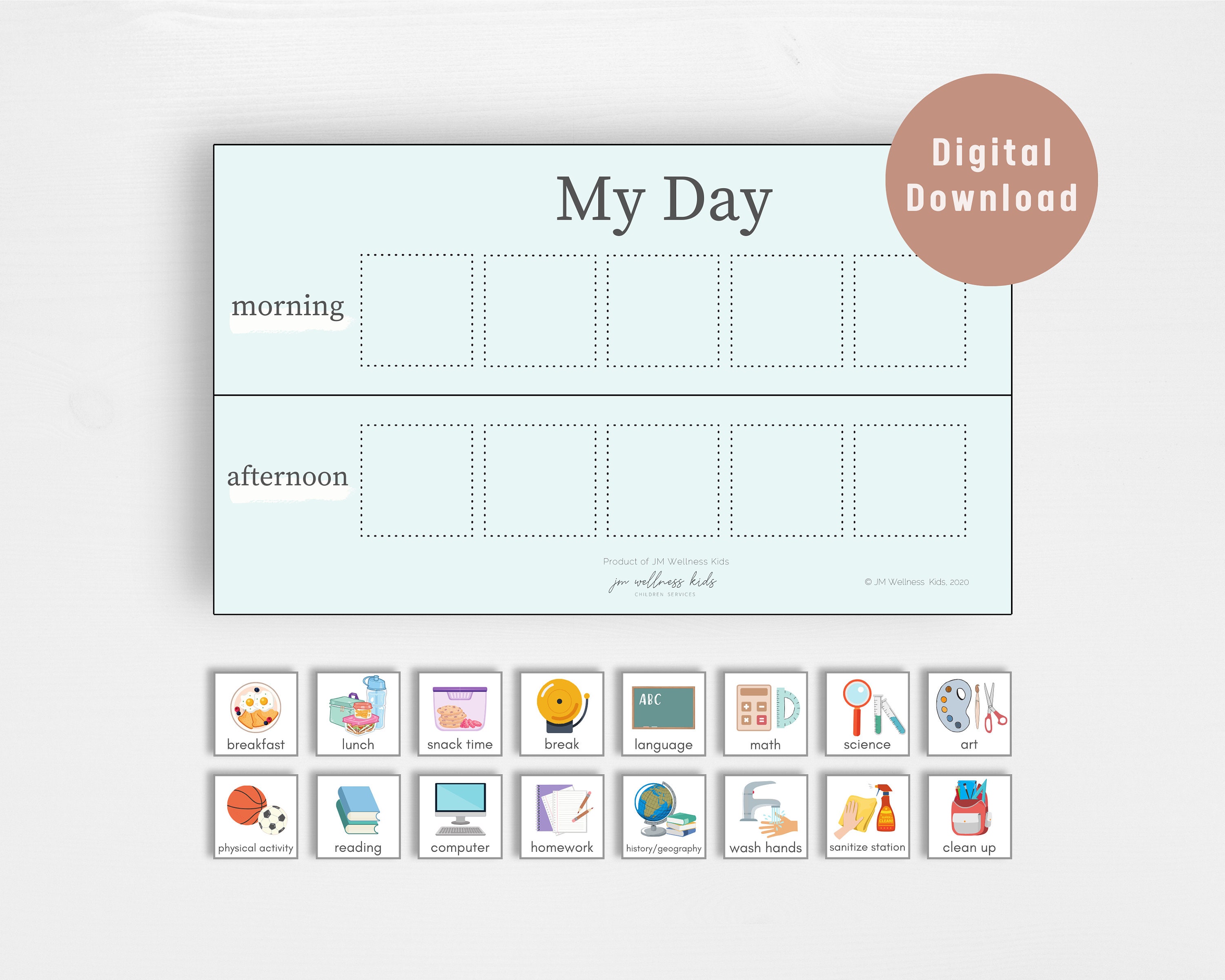 Printable School Day Visual Schedule for Kids (mint) - Etsy