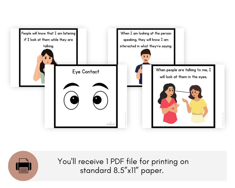 Eye Contact Printable Social Story - Etsy