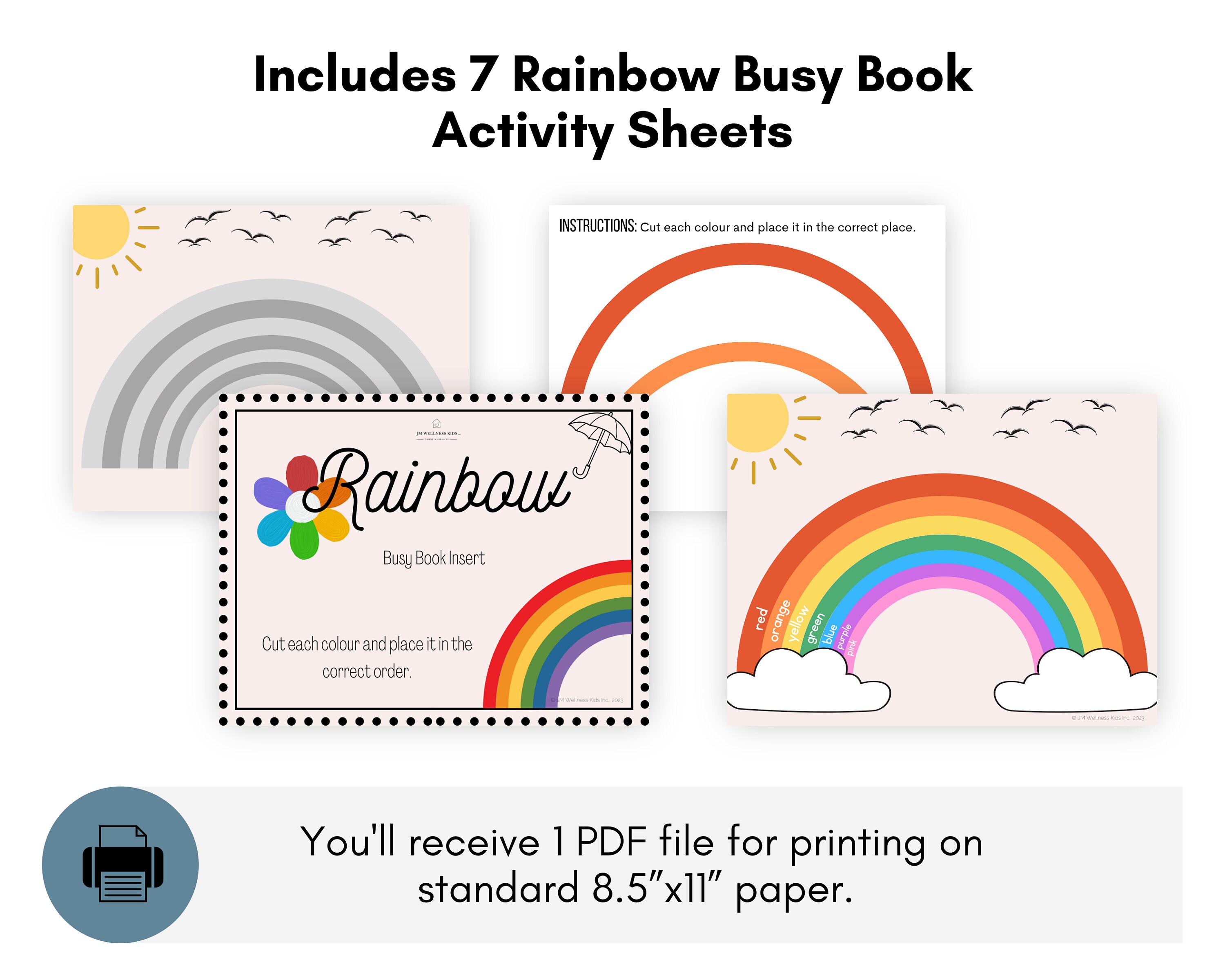 Printable Rainbow Busy Book Activity Sheets - Etsy