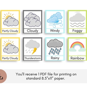 Printable Weather and Time of Day Flash Cards - Etsy