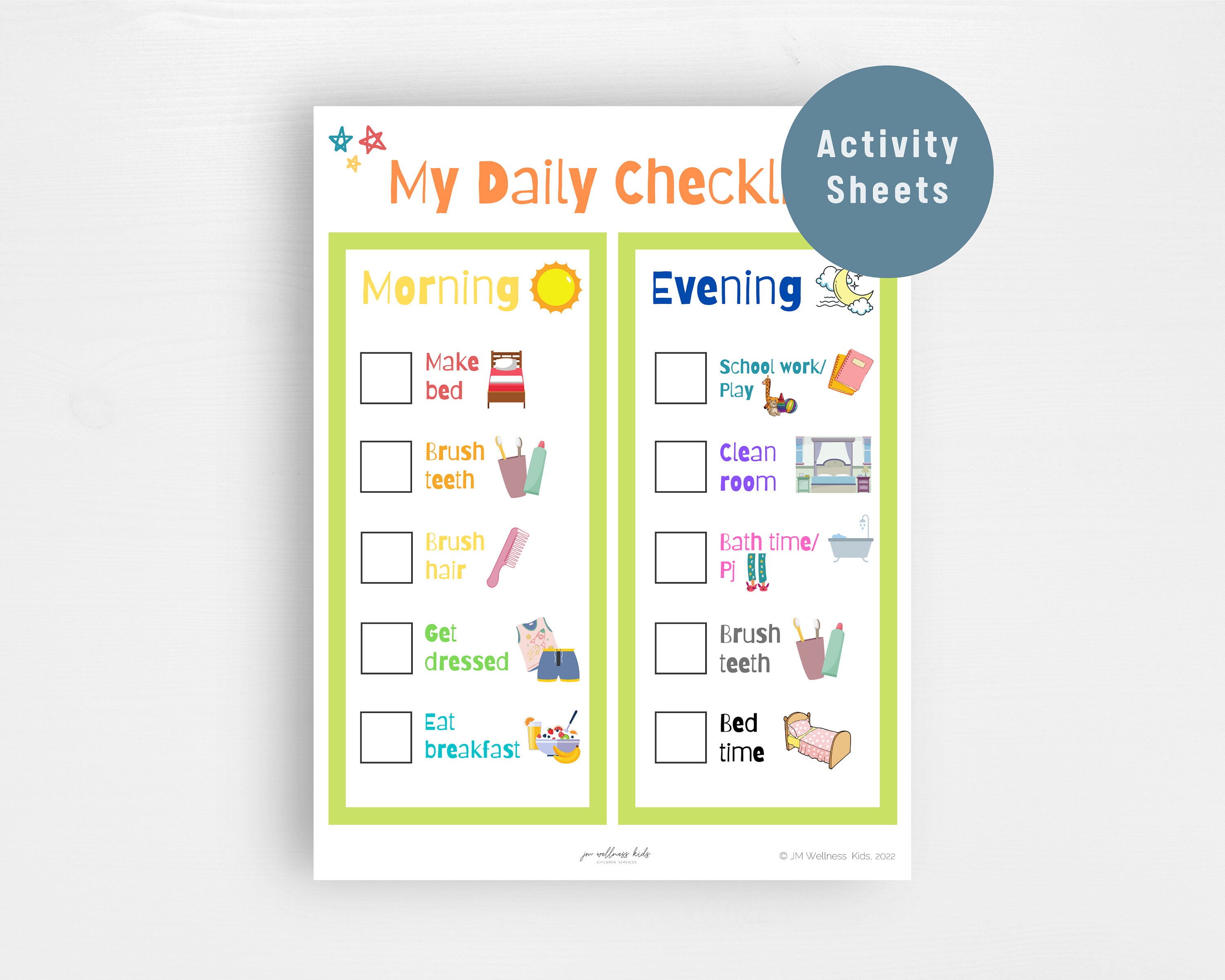 Printable Kids Daily Checklist - Etsy