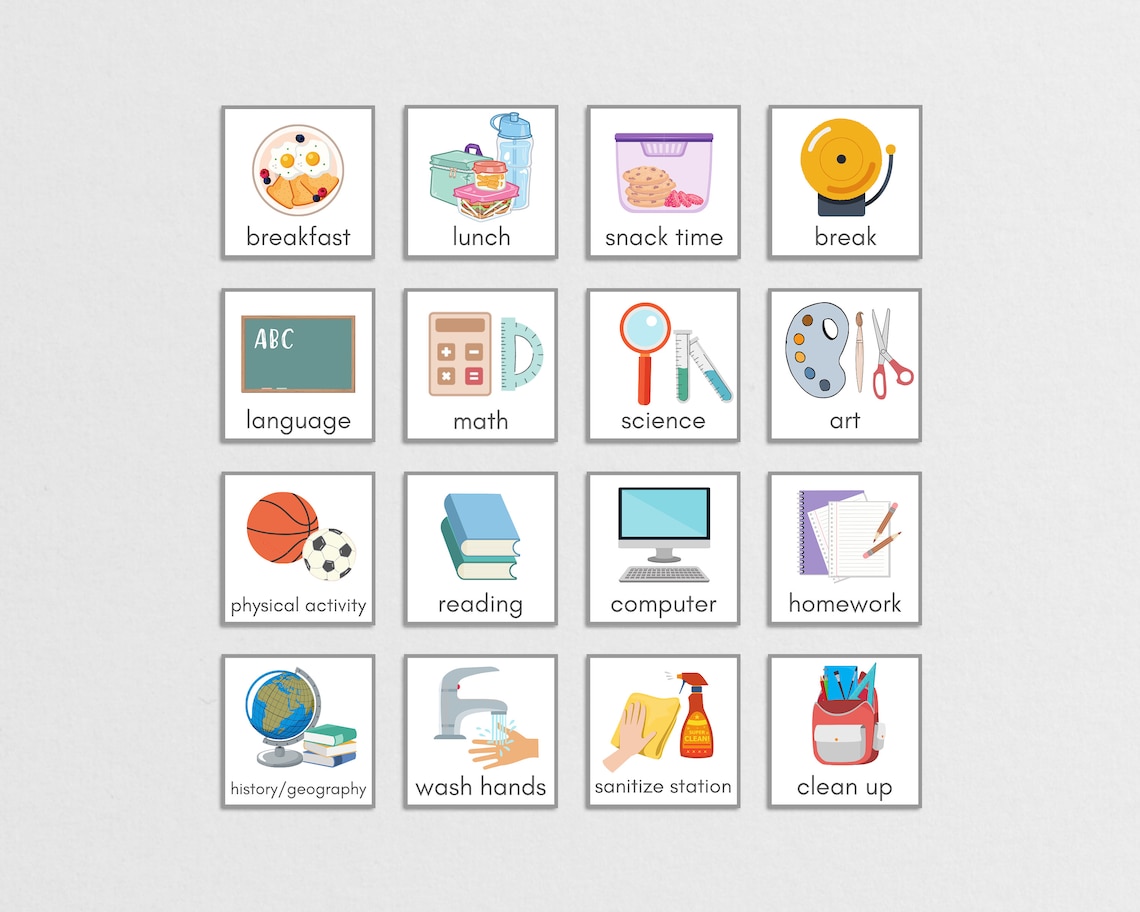 Printable School Day Visual Schedule for Kids (mint) - Etsy