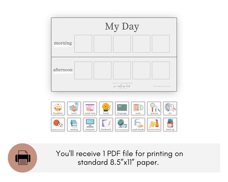 Printable School Day Visual Schedule for Kids (grey) - Etsy