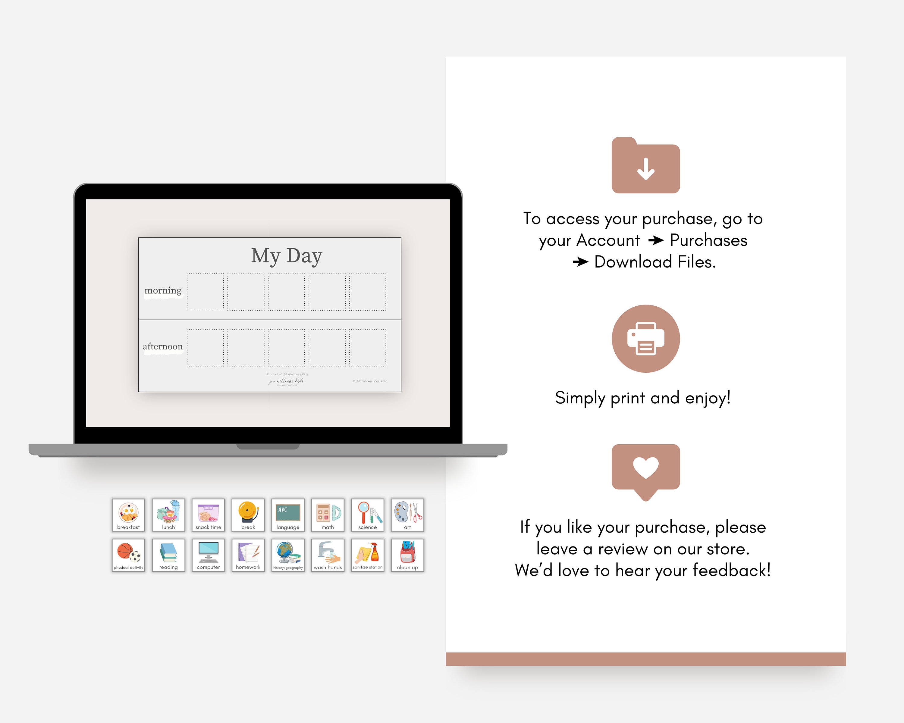 Printable School Day Visual Schedule for Kids (grey) - Etsy