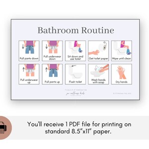 Printable Bathroom Routine and Toilet/potty Training Visual (lilac) - Etsy