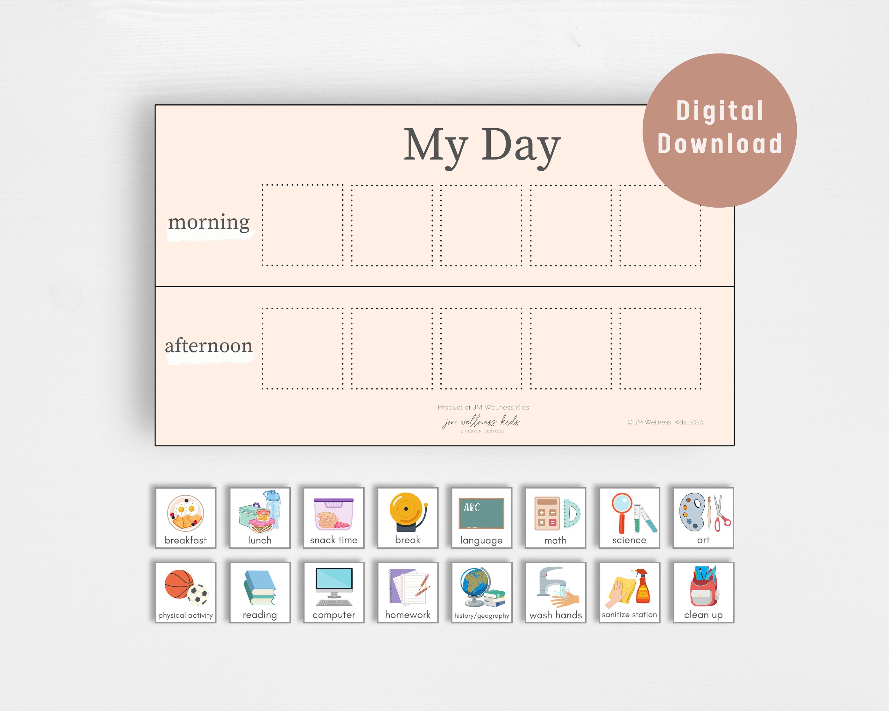 Printable School Day Visual Schedule for Kids (peach) - Etsy Canada