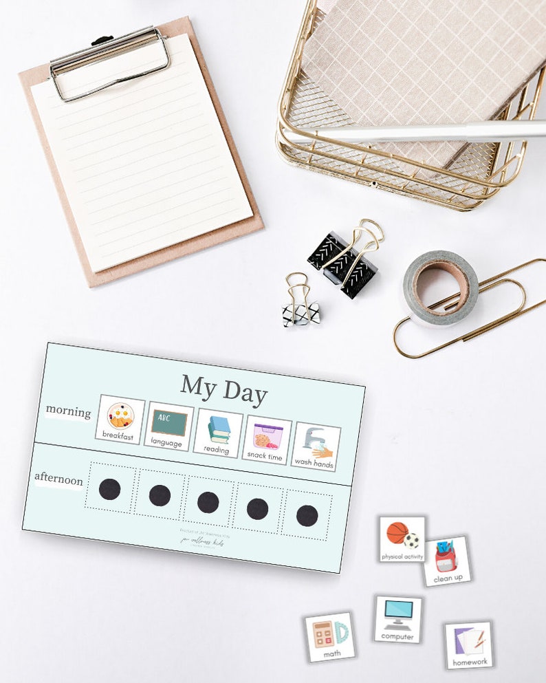 Printable School Day Visual Schedule for Kids mint - Etsy