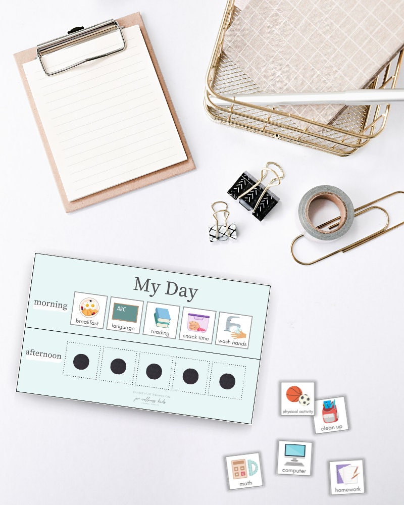 Printable School Day Visual Schedule for Kids mint - Etsy Canada