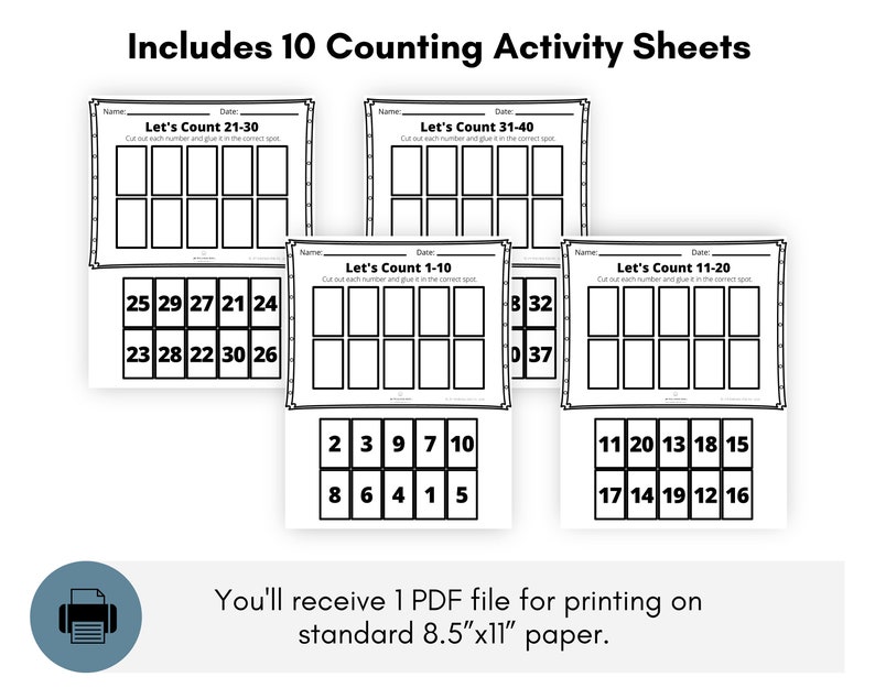 Let's Count 1 to 100 Printable Worksheets - Etsy