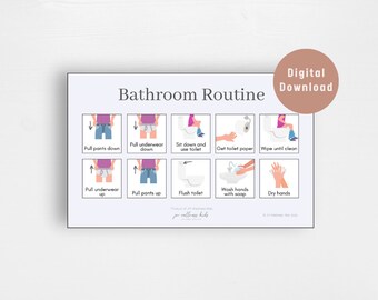 Printable Girl Potty Routine Visual Toileting Routine Bathroom Visual ...
