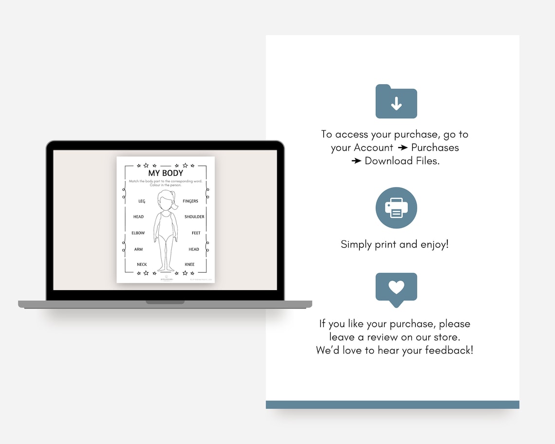 My Body Printable Worksheets - Etsy