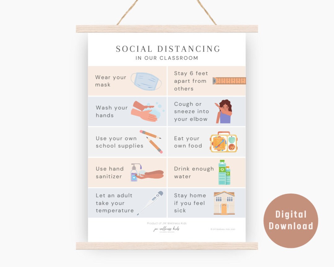 Printable Social Distancing Classroom Reminders (peach) - Etsy
