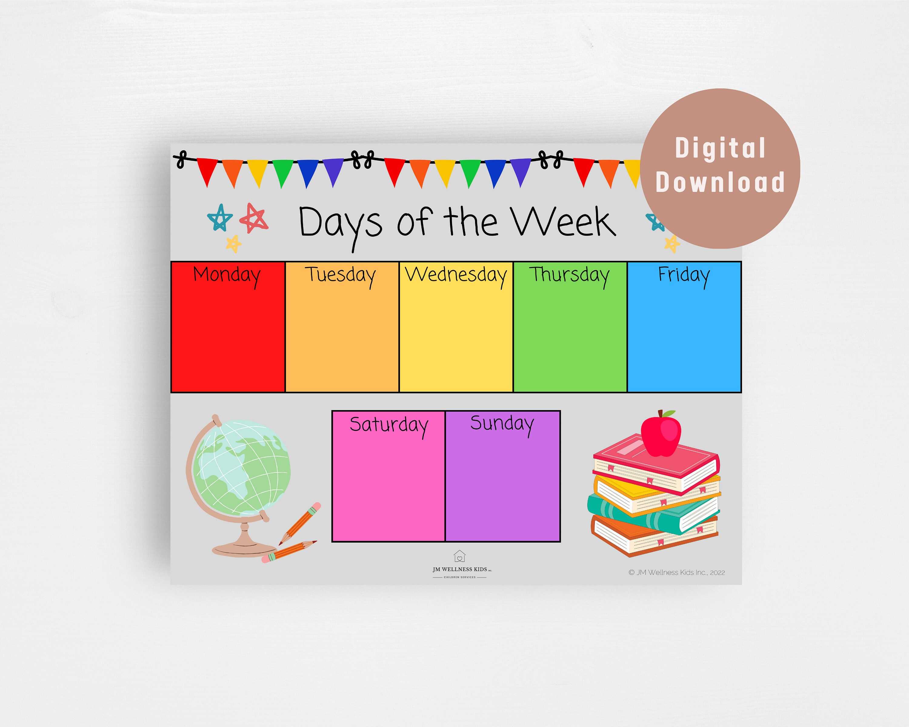 Printable Kids Planner, Days of the Week - Etsy