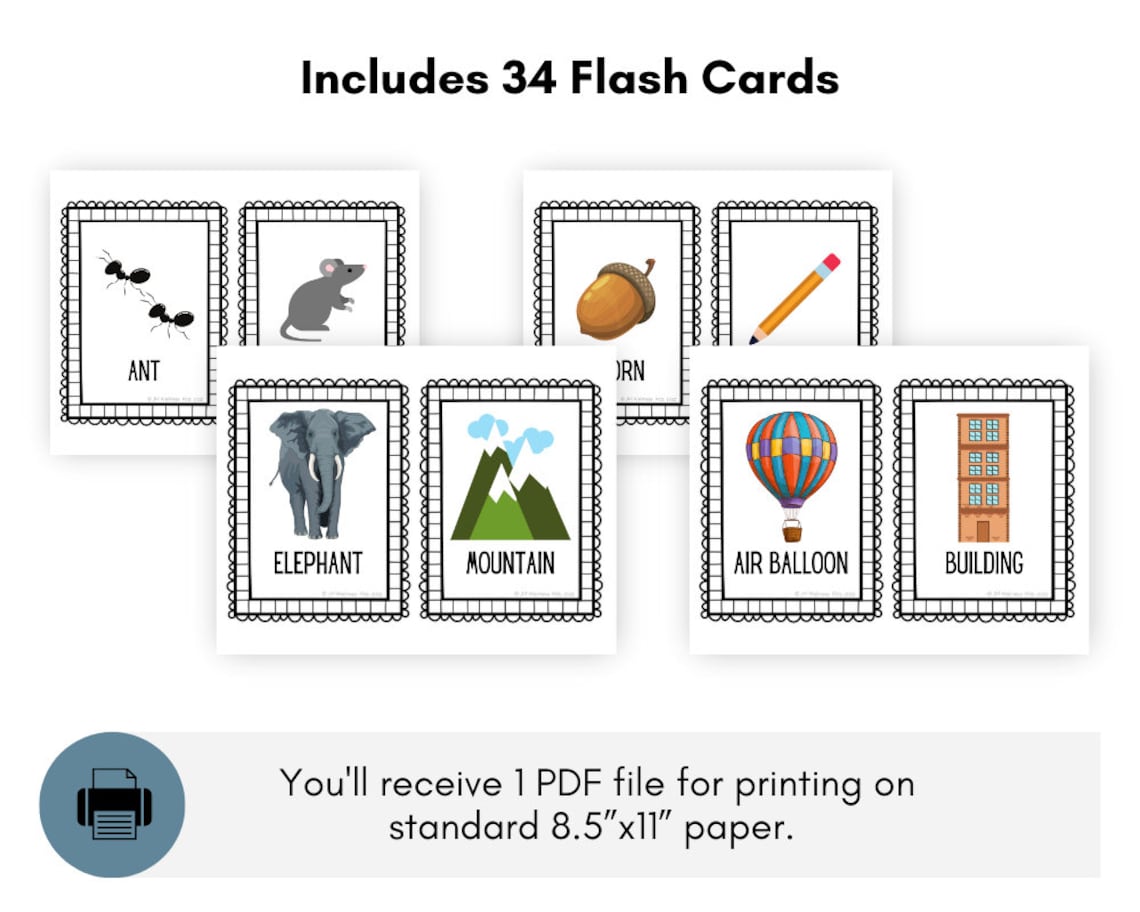 Printable Big Vs. Small Flash Cards - Etsy Canada