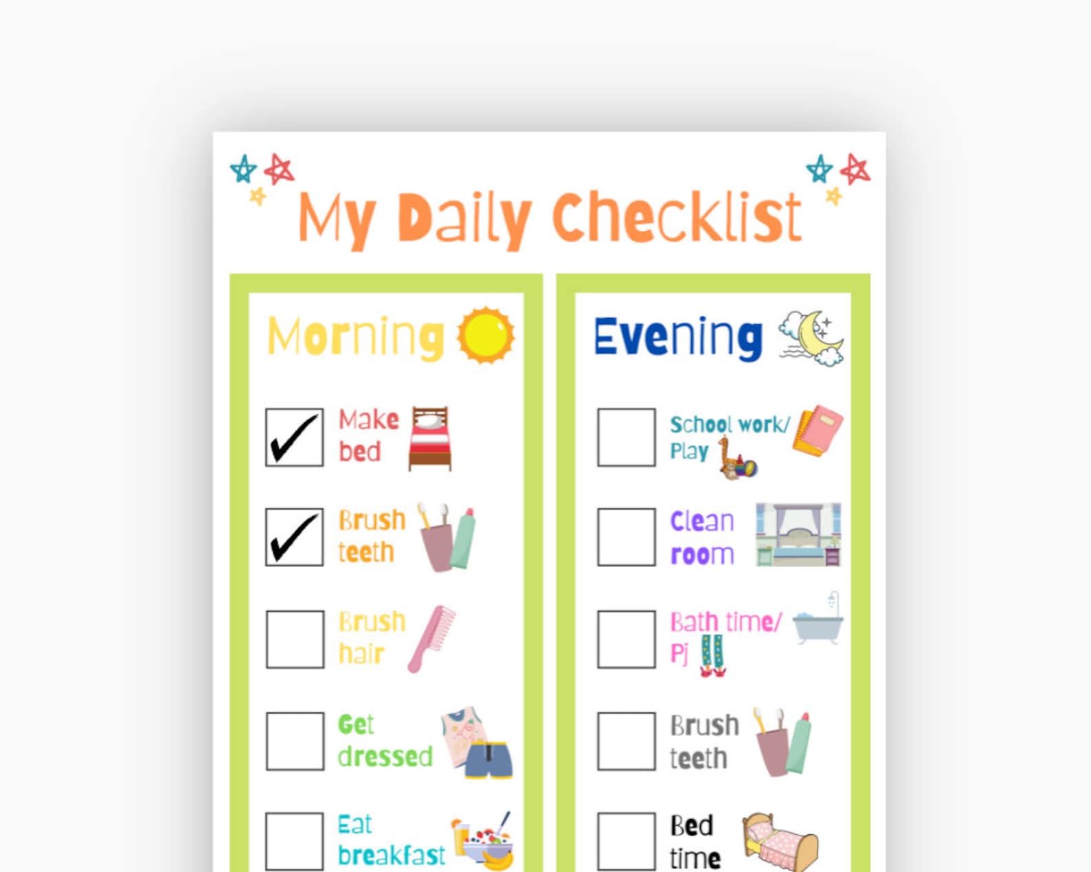 Printable Kids Daily Checklist - Etsy