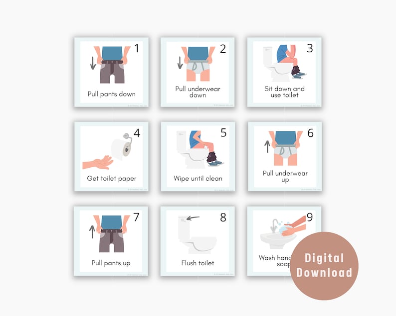 Printable Bathroom Routine and Toilet/potty Training Flash - Etsy