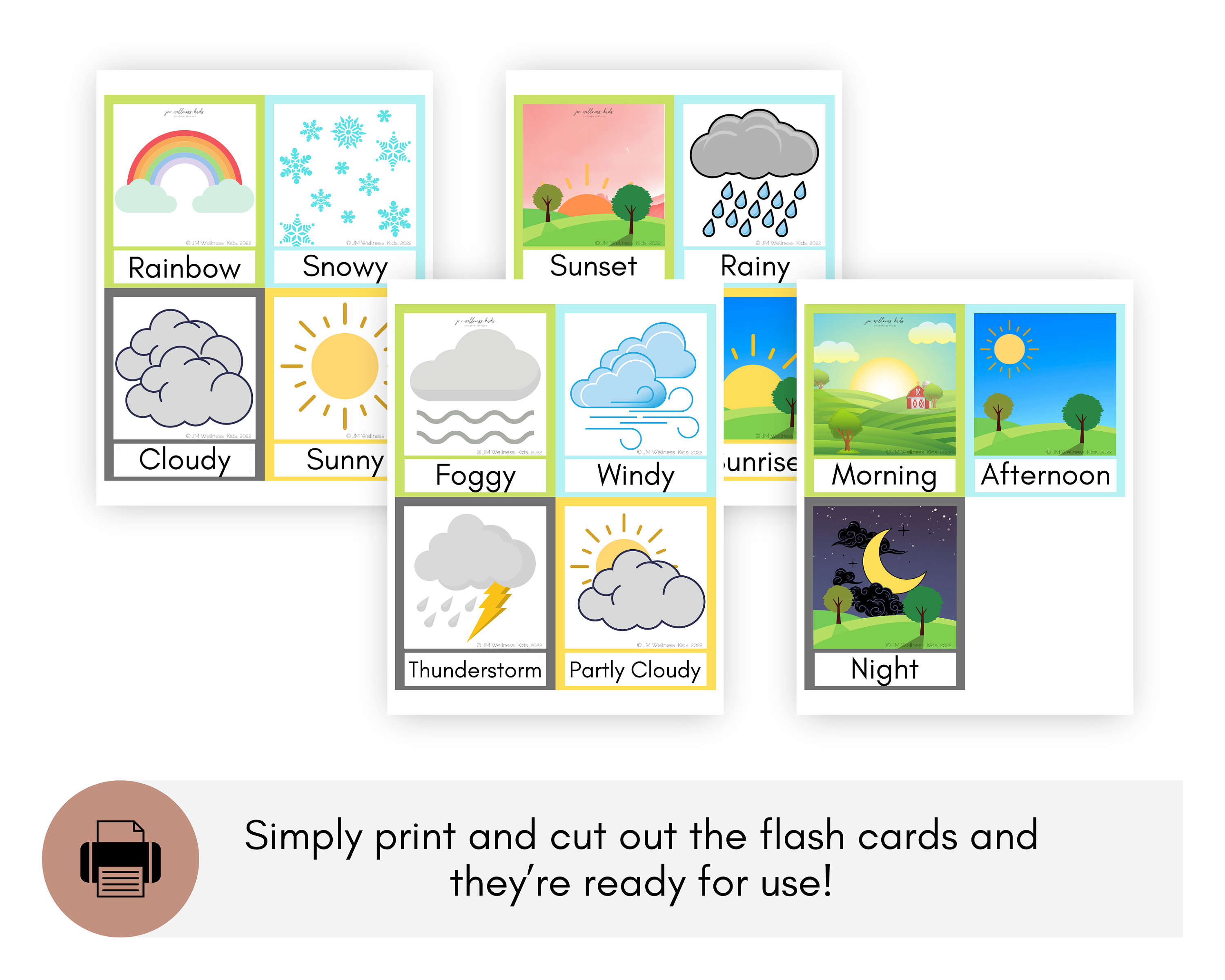 Printable Weather and Time of Day Flash Cards - Etsy