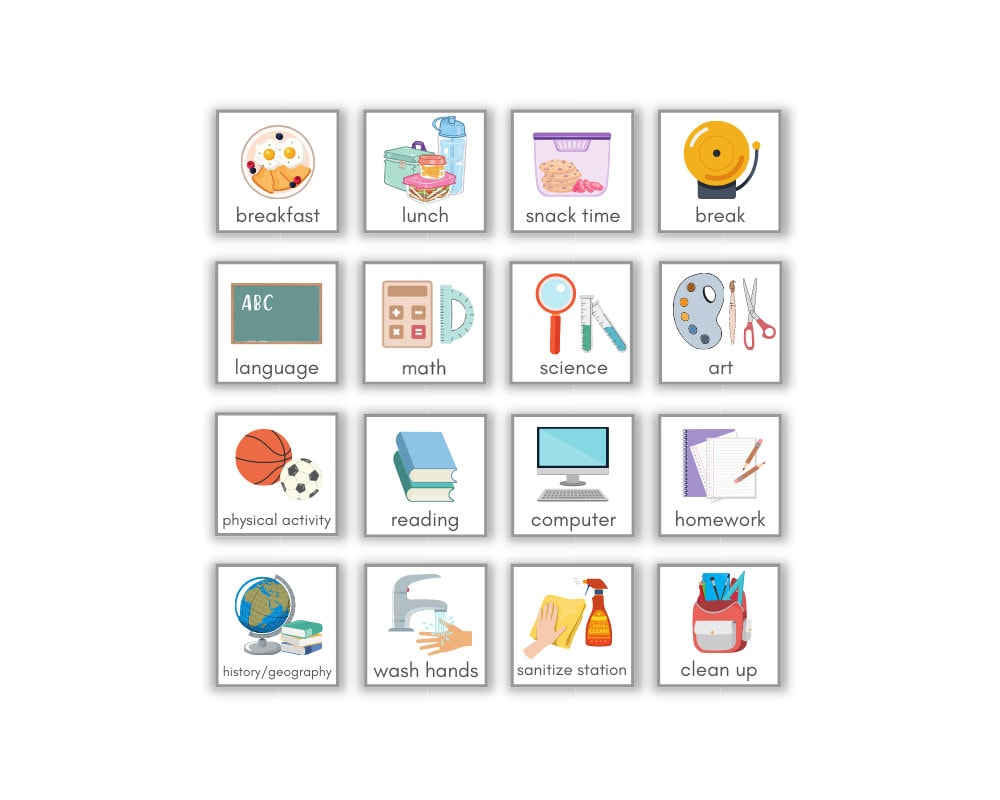 Printable School Day Visual Schedule for Kids mint - Etsy