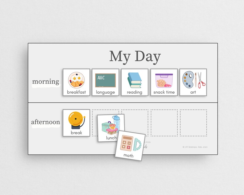 Printable School Day Visual Schedule for Kids (grey) - Etsy