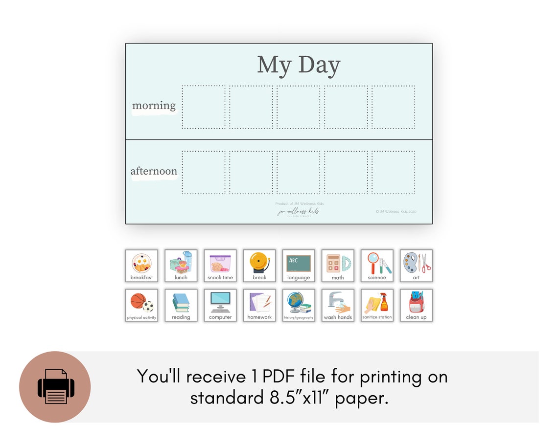 Printable School Day Visual Schedule for Kids (mint) - Etsy