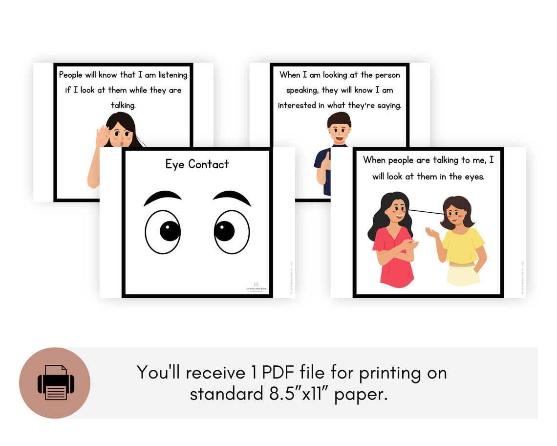 Eye Contact Printable Social Story - Etsy