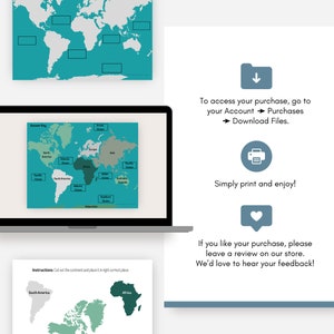 Printable Continents Busy Book Activity Sheets - Etsy