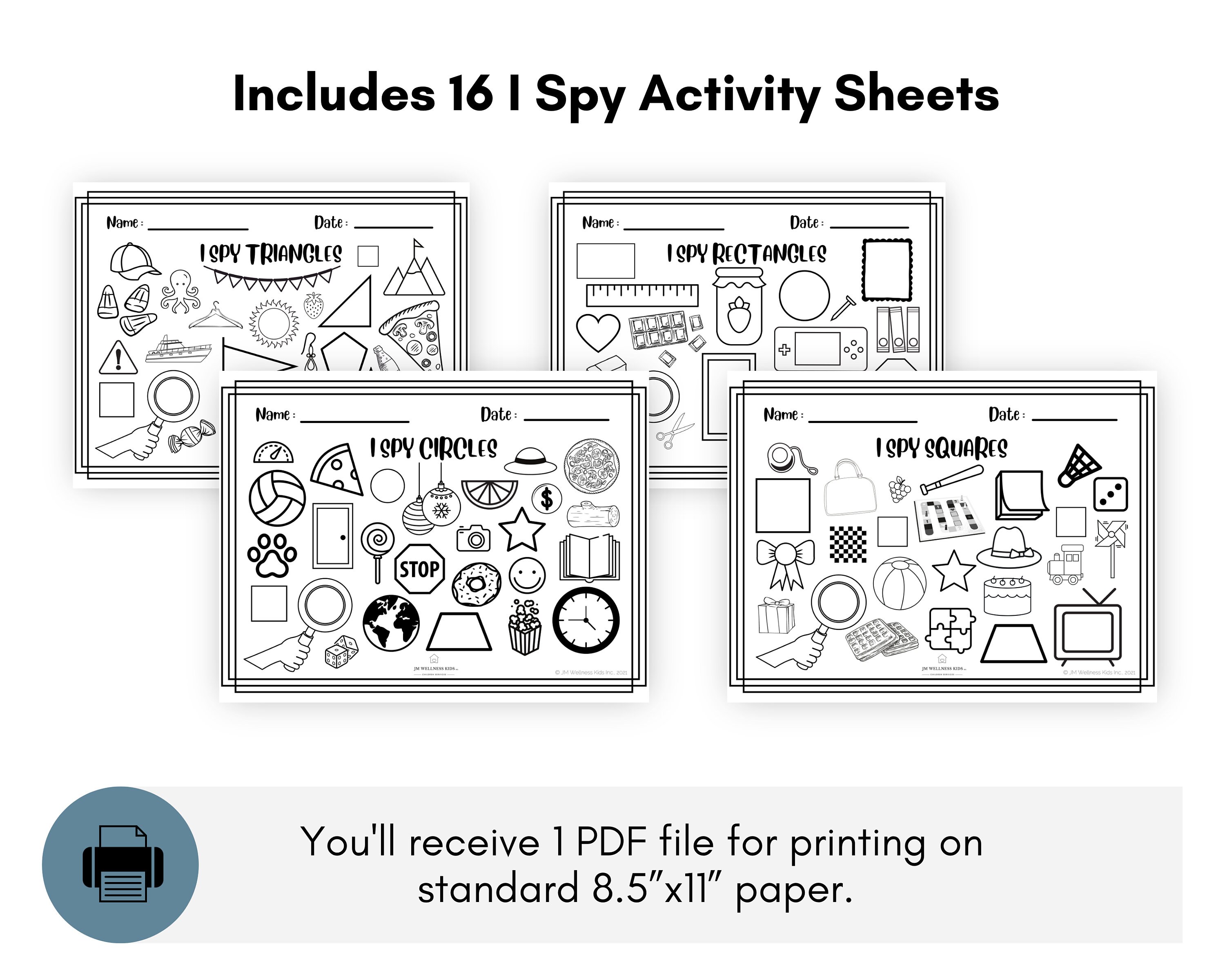 I Spy Shapes Printable Worksheets - Etsy