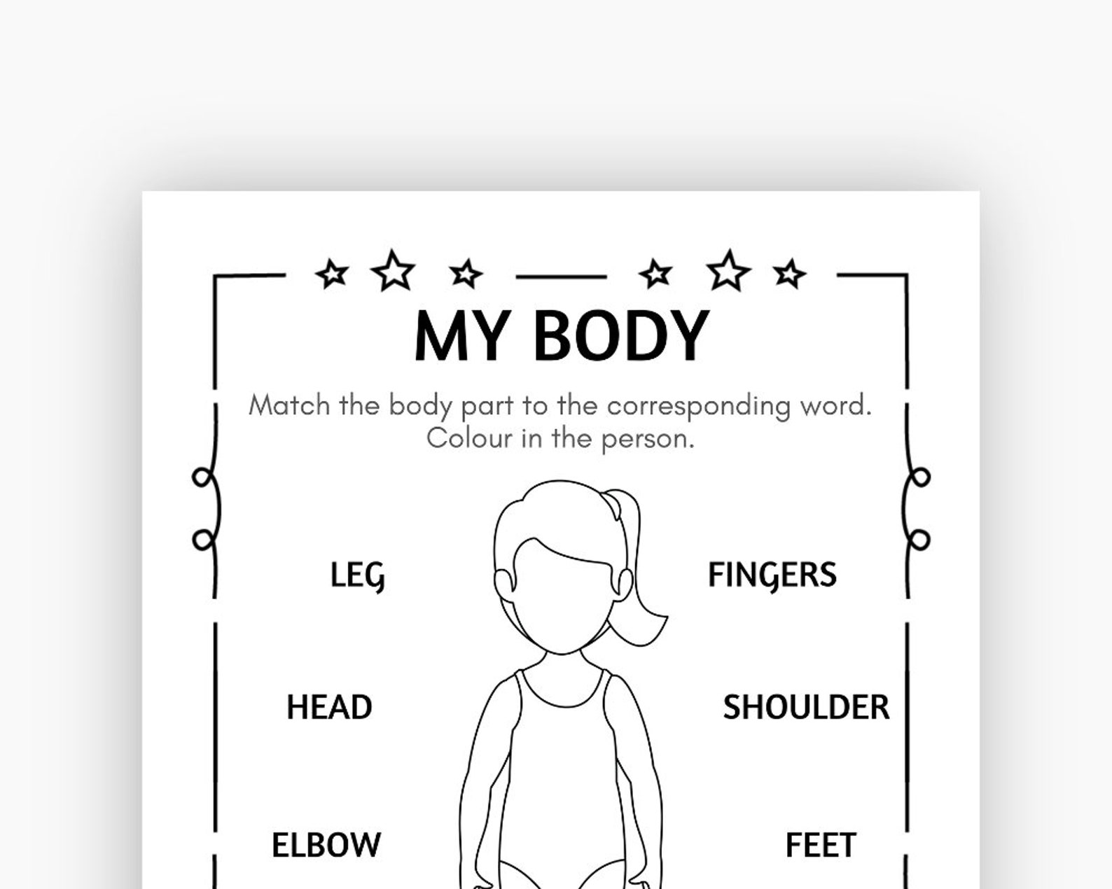 My Body Printable Worksheets - Etsy