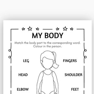 My Body Printable Worksheets - Etsy