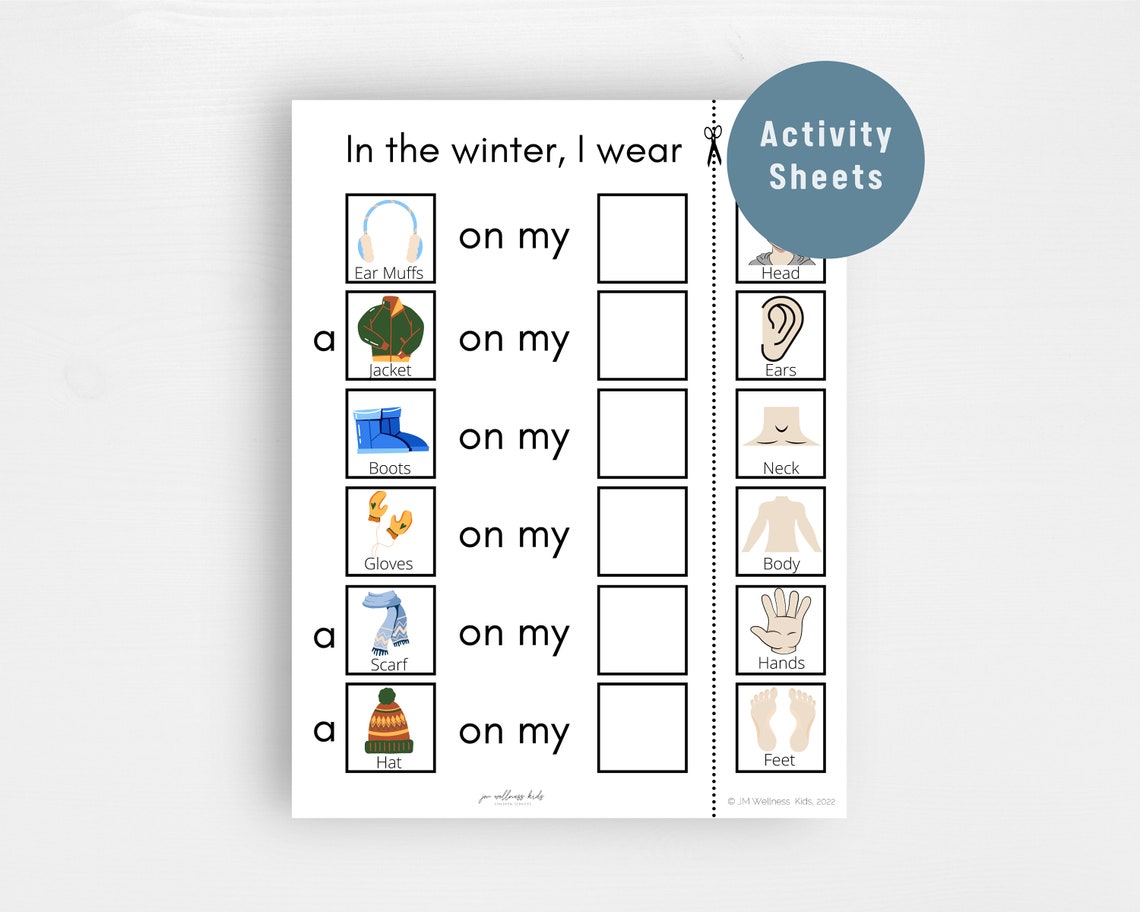 Winter Clothing Worksheets - Etsy